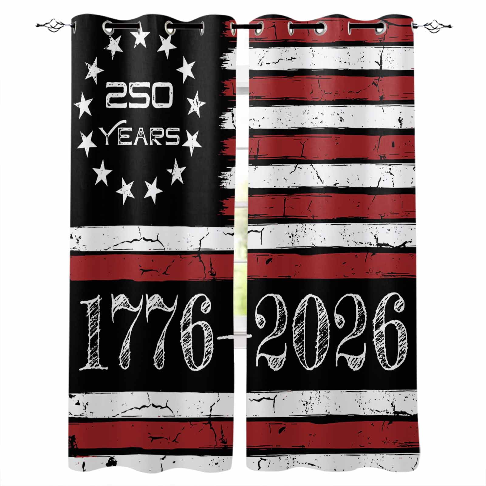Anniversary USA Flag Blackout Curtains for Bedroom/Living Room, Thermal ...