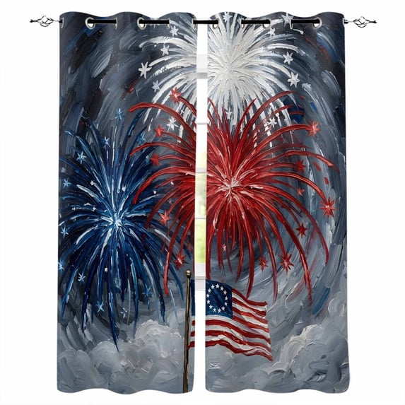 Anniversary USA Flag Blackout Curtains for Bedroom/Living Room, Thermal ...
