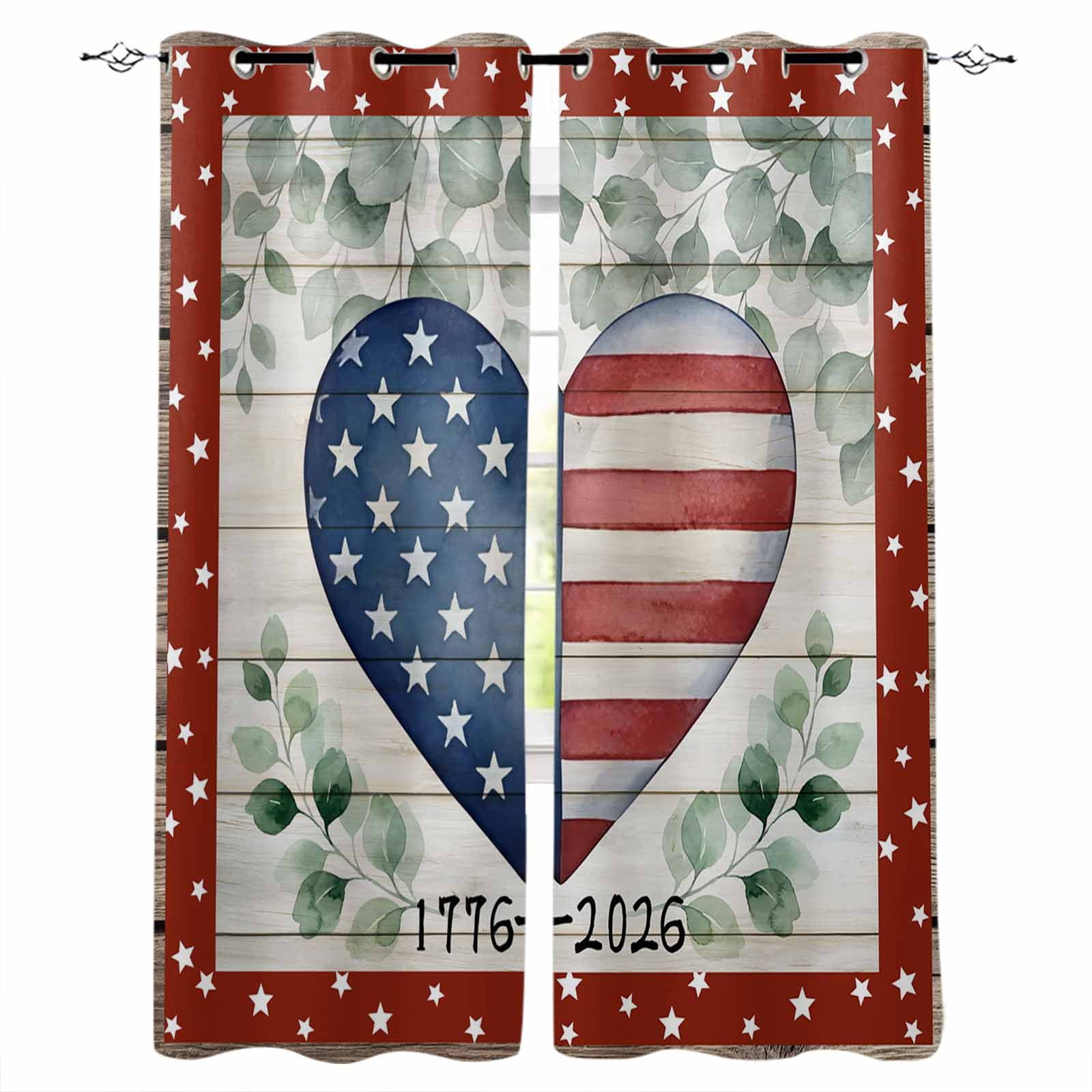 Anniversary USA Flag Blackout Curtains for Bedroom/Living Room, Thermal ...