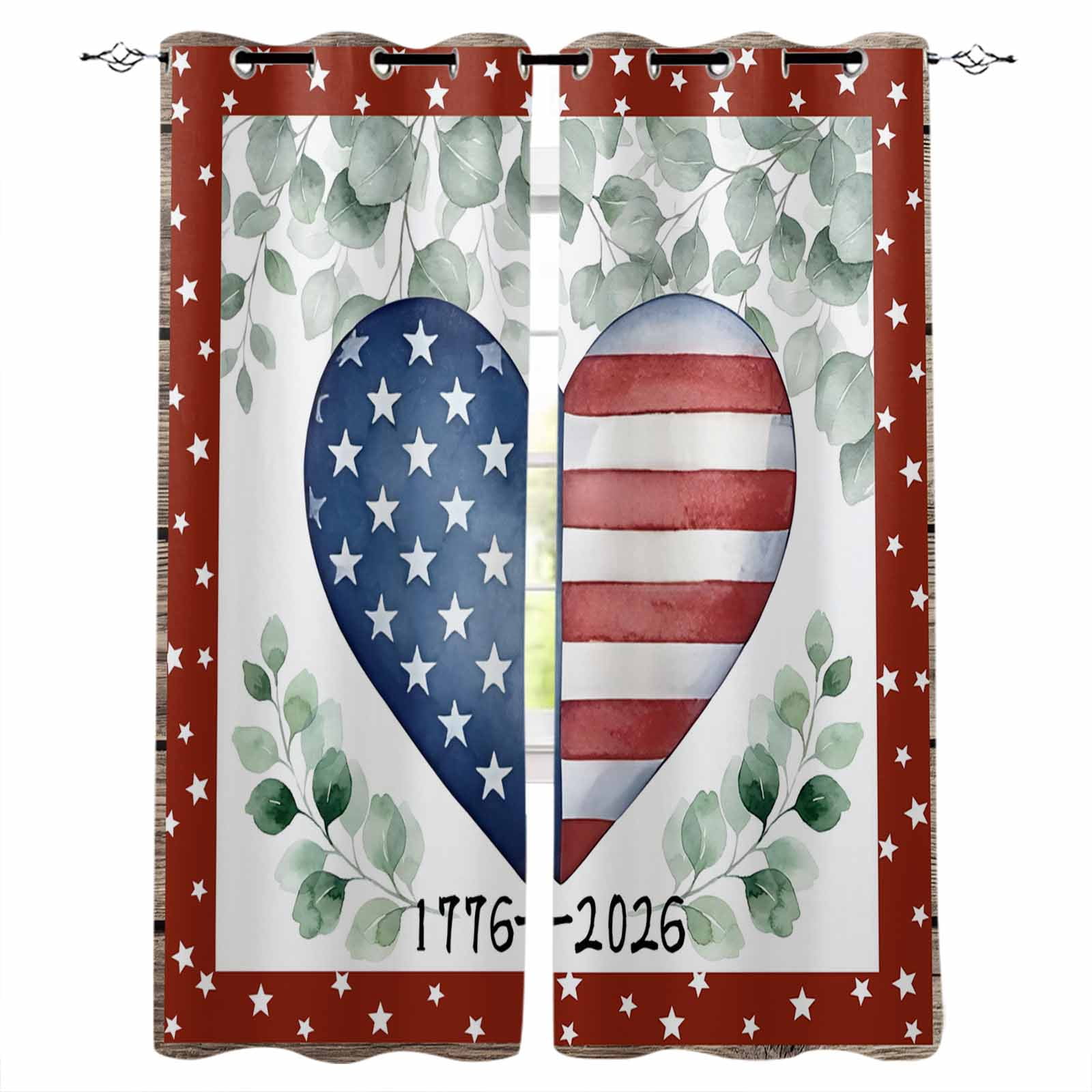 Anniversary USA Flag Blackout Curtains for Bedroom/Living Room, Thermal ...