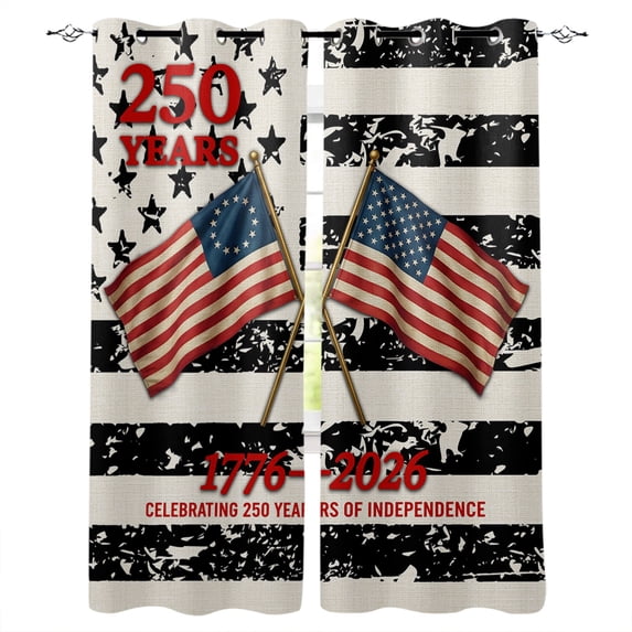 Anniversary USA Flag Blackout Curtains for Bedroom/Living Room, Thermal ...
