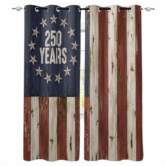 Anniversary USA Flag Blackout Curtains for Bedroom/Living Room, Thermal ...