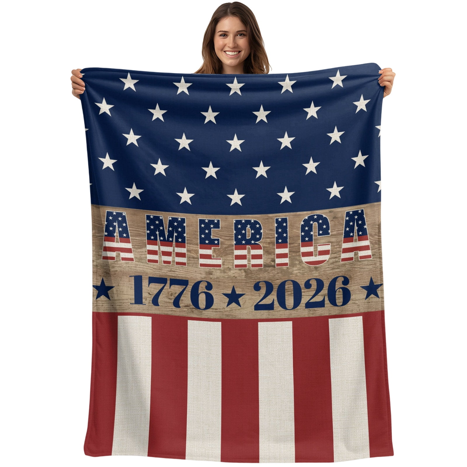 Anniversary USA Flag Blanket Soft Cozy Warm Throw Blanket for Couch ...