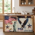 Anniversary USA Flag Cabinet Curtains 28" W x 51" L, Bald Eagle Statue ...
