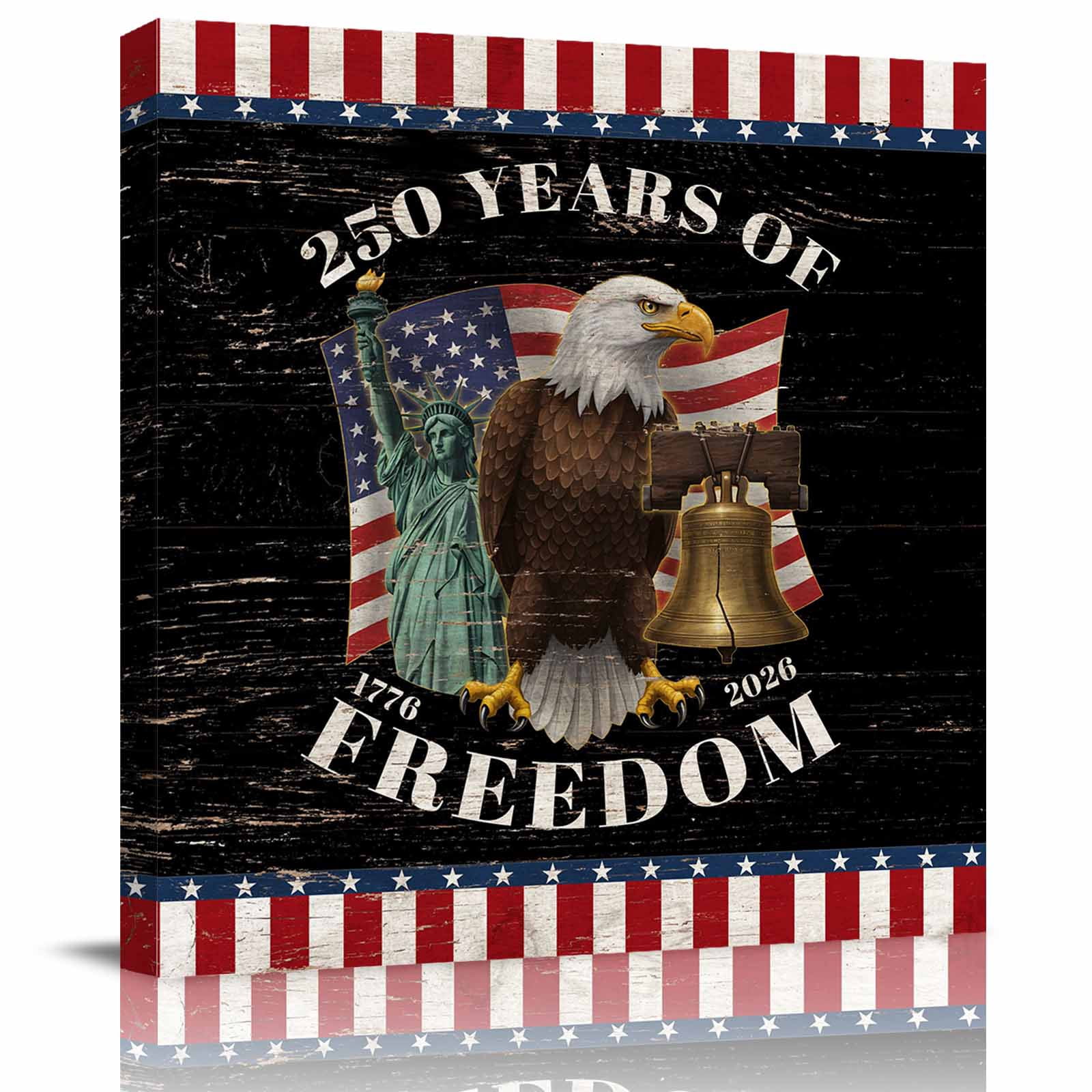 Anniversary USA Flag Canvas Artwork Painting Art, Vintage Eagle Farm ...