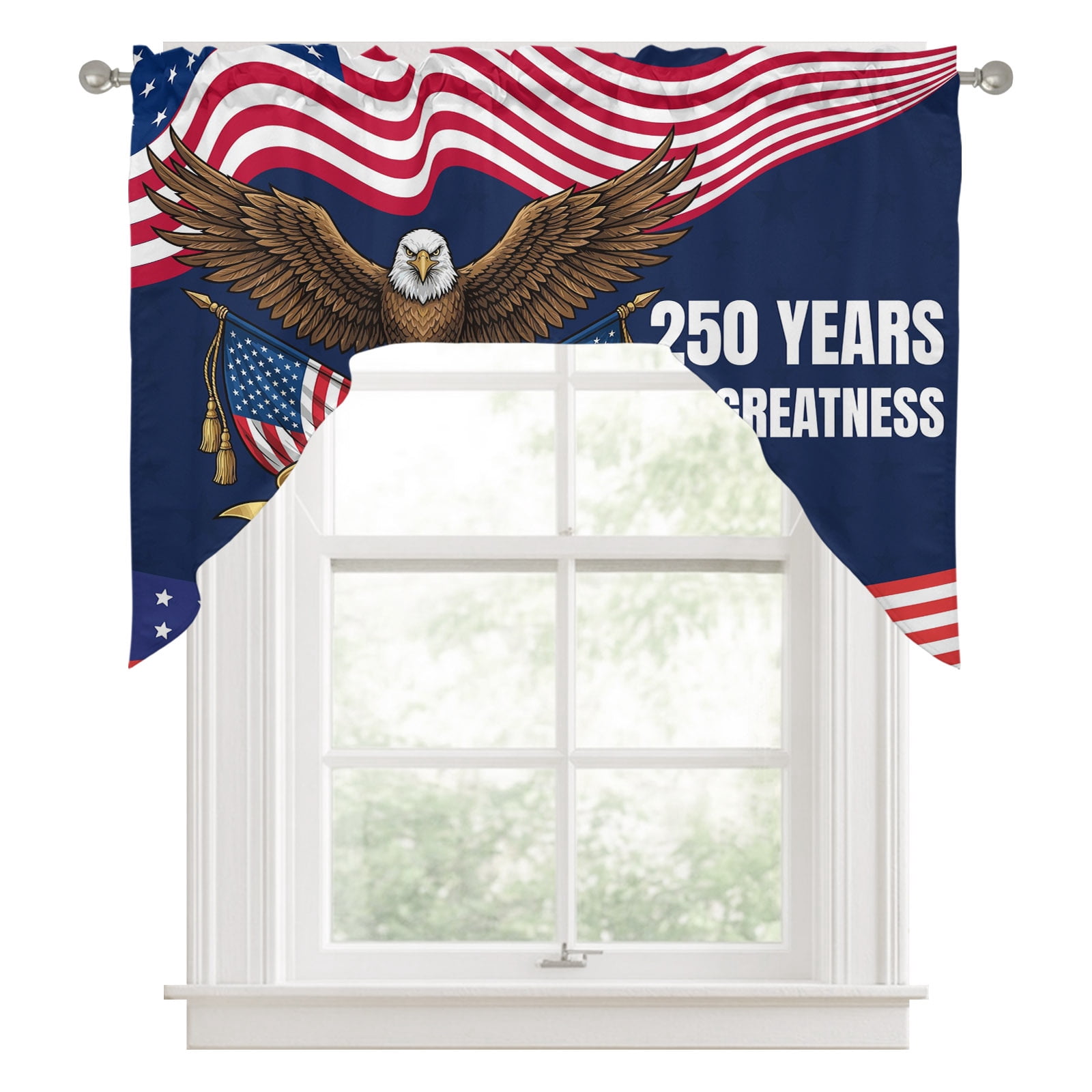 Anniversary USA Flag Kitchen Curtains Swag Valance for Windows/Bathroom ...