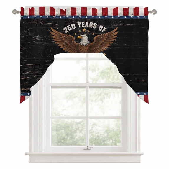 Anniversary USA Flag Kitchen Curtains Swag Valance for Windows/Bathroom ...