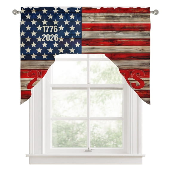 Anniversary USA Flag Kitchen Curtains Swag Valance for Windows/Bathroom ...