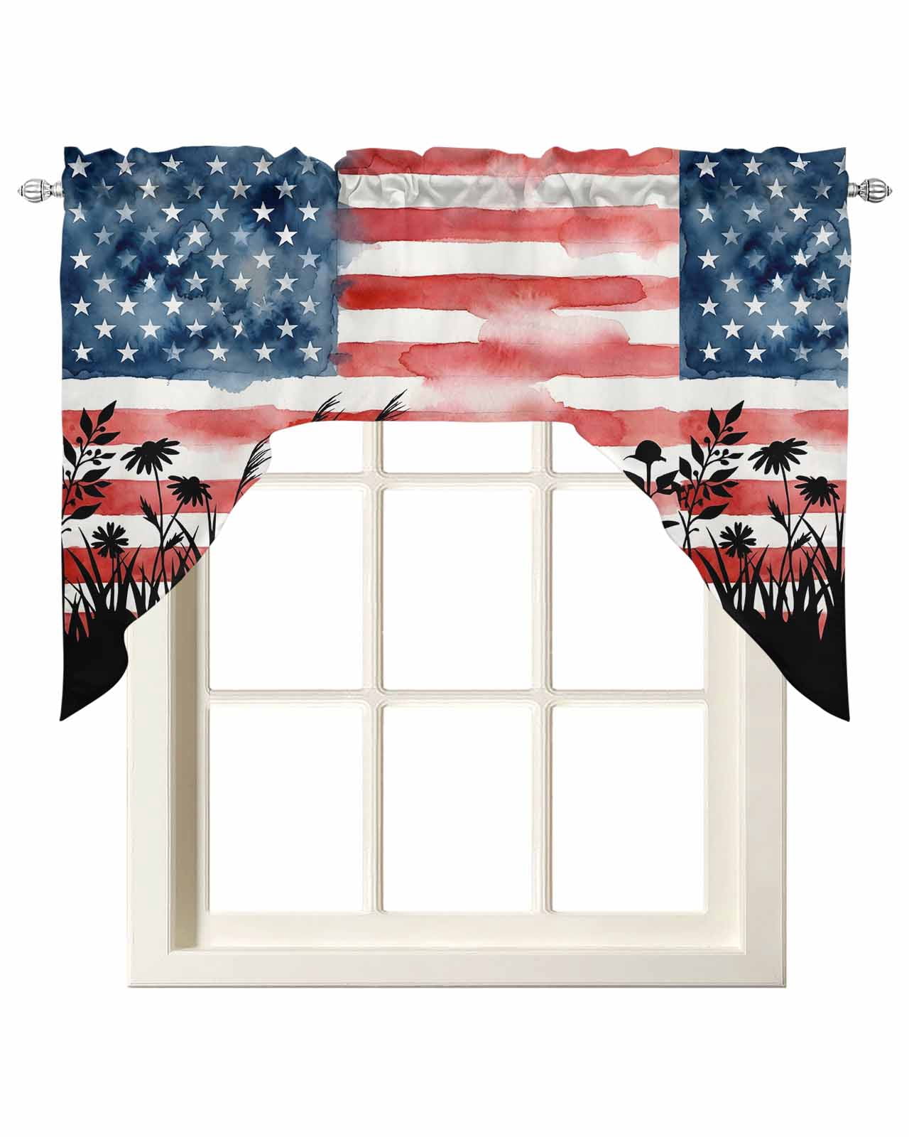 Anniversary USA Flag Kitchen Swag Valances for Windows, Vintage ...