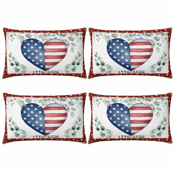 Anniversary USA Flag Lumbar Pillow Covers 12 x 20 Inch Pillow Covers ...