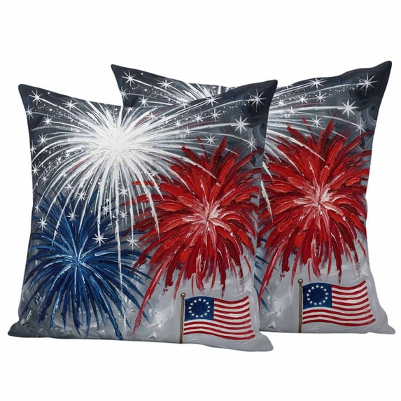 Anniversary USA Flag Outdoor Waterproof Pillow Covers, 4th of July Blue ...
