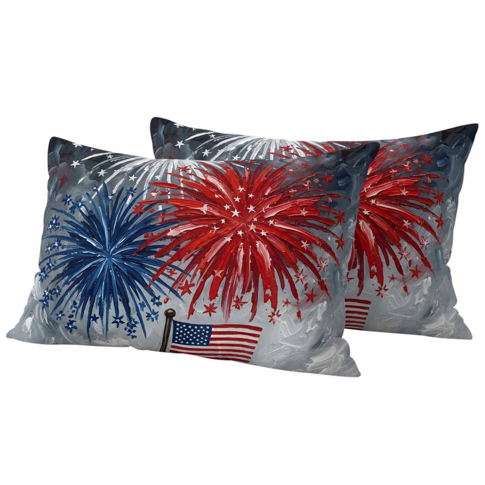 Anniversary USA Flag Outdoor Waterproof Pillow Covers, American 4th of ...
