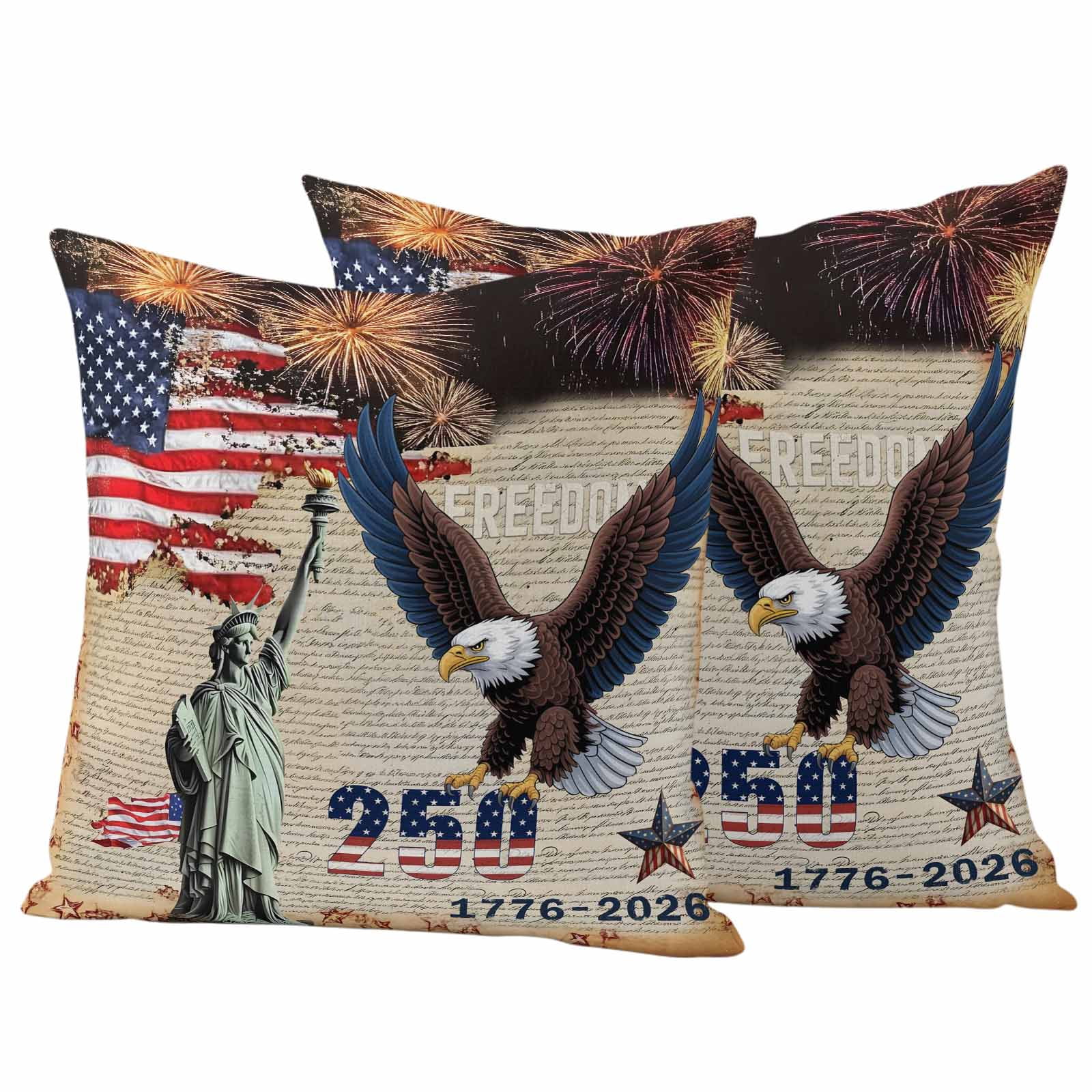 Anniversary USA Flag Outdoor Waterproof Pillow Covers, American Eagle ...
