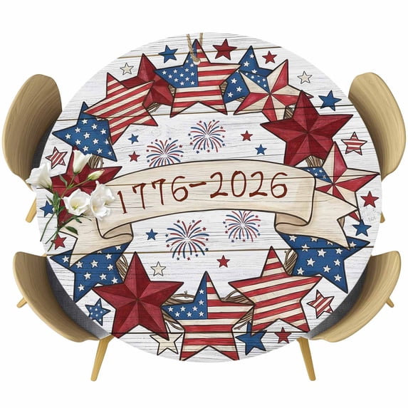 Anniversary USA Flag Round Tablecloth 36-44 Inch Round Fitted Table ...
