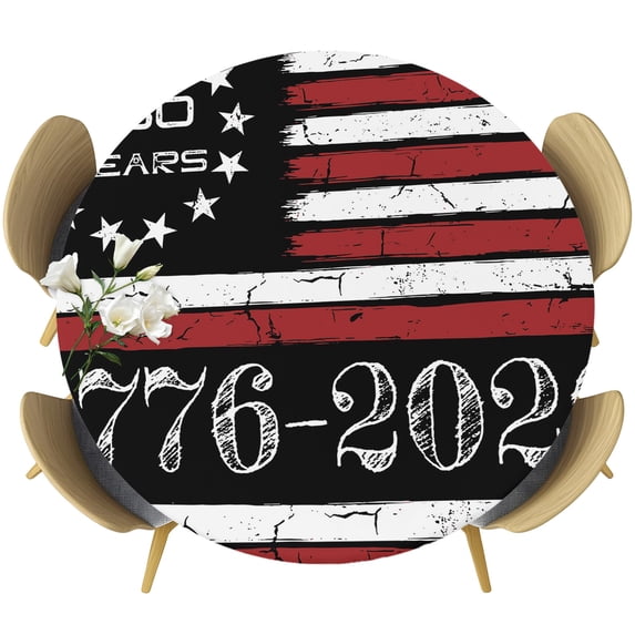 Anniversary USA Flag Round Tablecloth 45-54 Inch Round Fitted Table ...