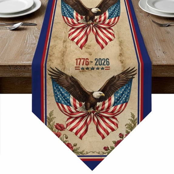 Anniversary USA Flag Table Runner Linen Burlap Table Runner 60 Inches ...