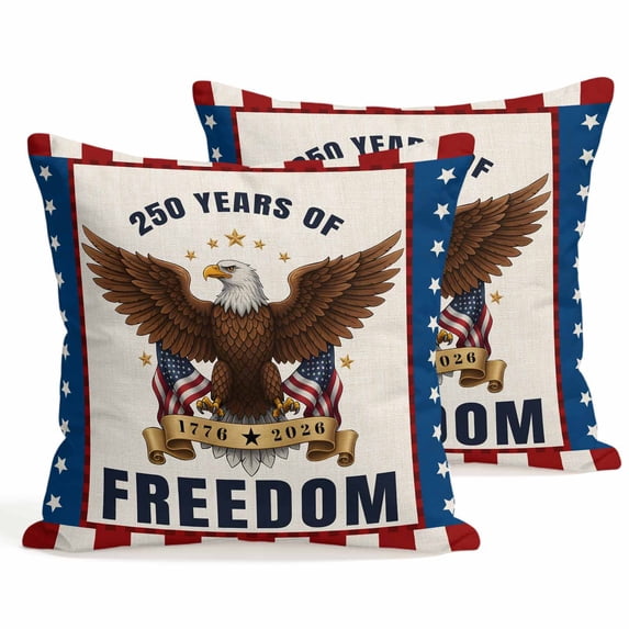 Anniversary USA Flag Throw Pillow Covers 16 x 16 Inch Pillow Covers Set ...