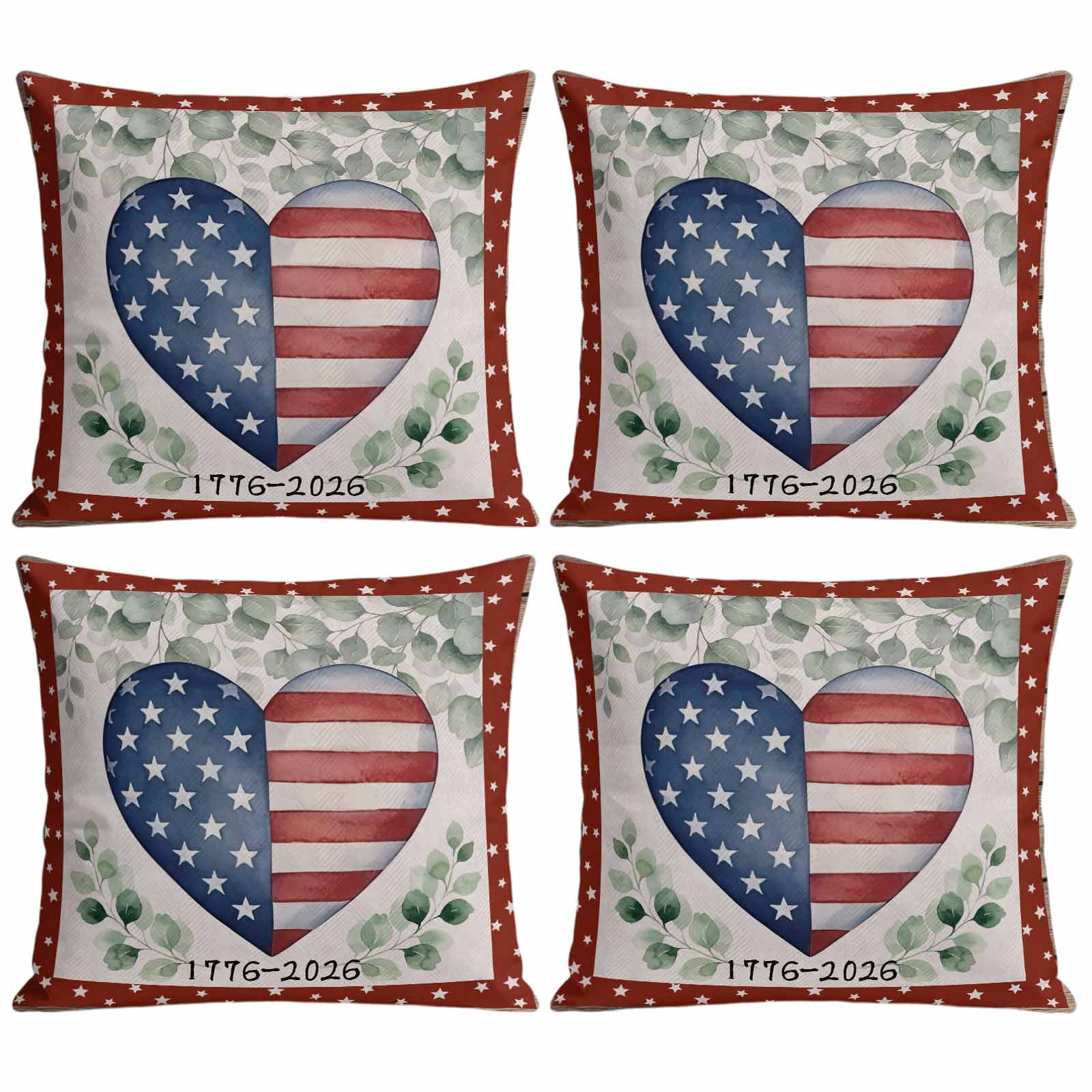 Anniversary USA Flag Throw Pillow Covers 18 x 18 Inch Pillow Covers Set ...