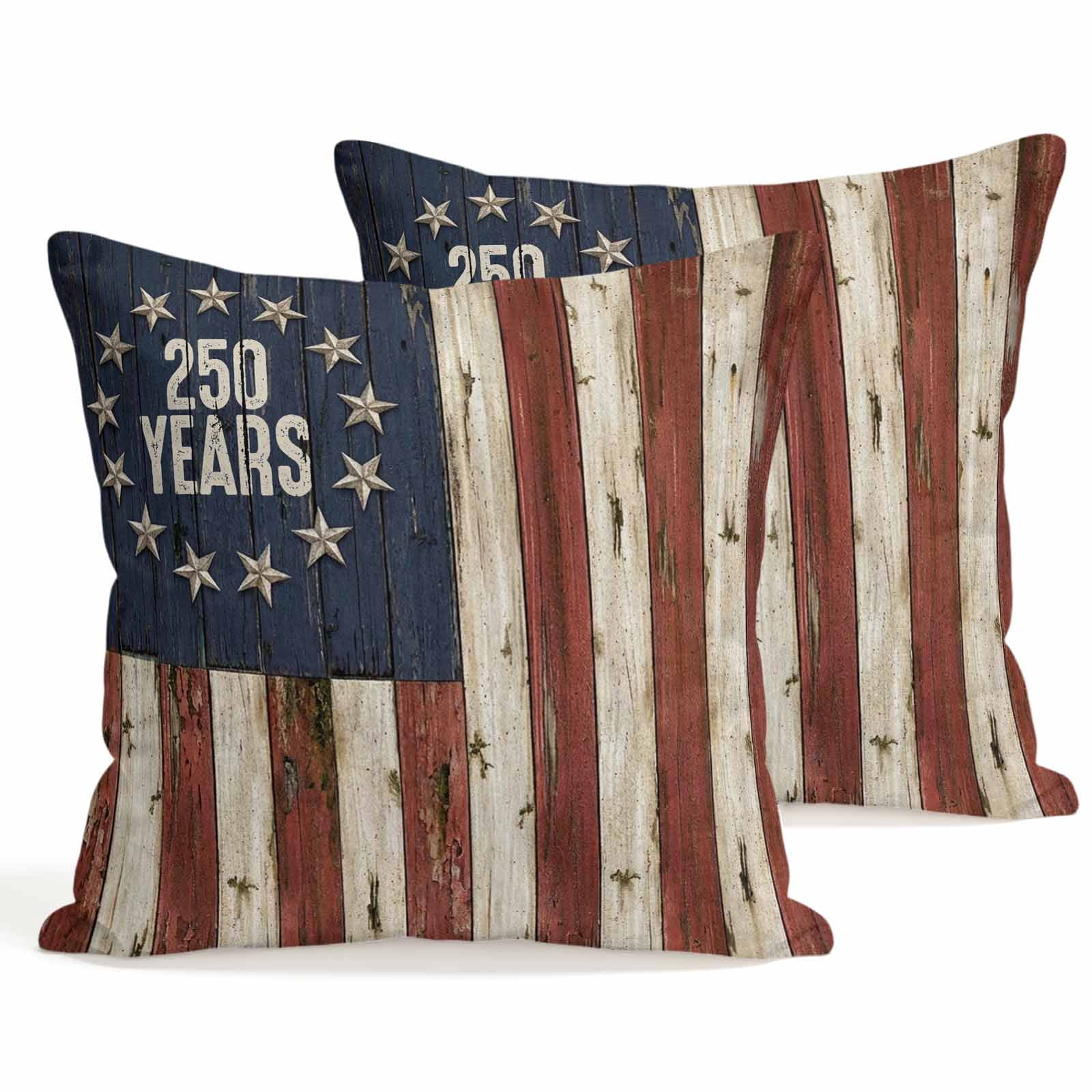 Anniversary USA Flag Throw Pillow Covers 20 x 20 Inch Pillow Covers Set ...