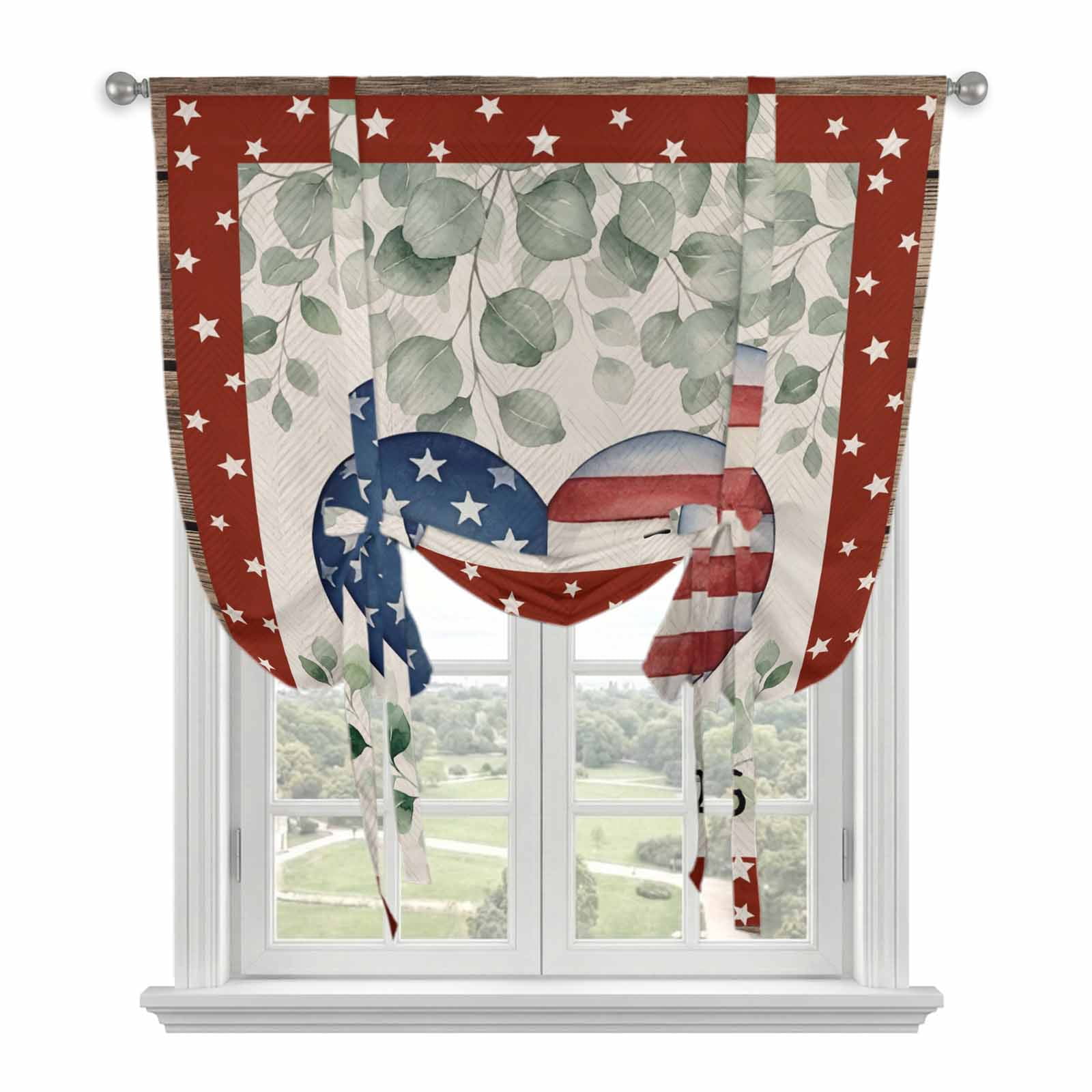 Anniversary USA Flag Tie Up Curtains for Window, Insulated Balloon ...
