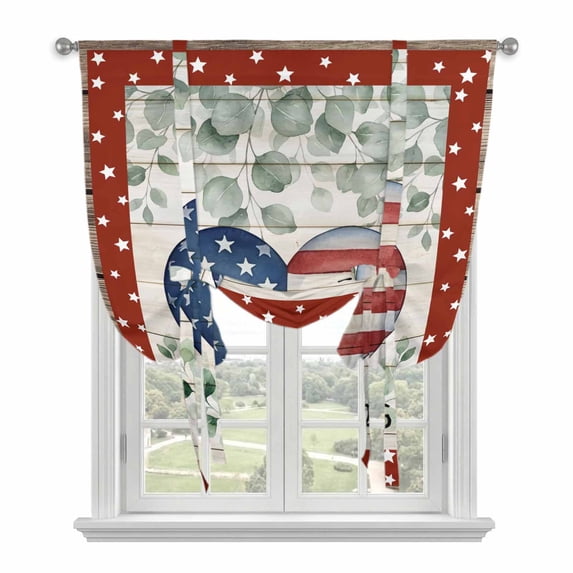 Anniversary USA Flag Tie Up Curtains for Window, Thermal Insulated ...