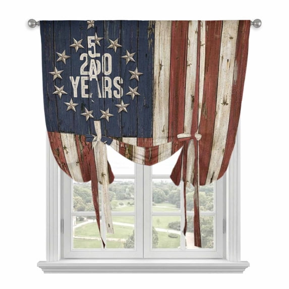 Anniversary USA Flag Tie Up Curtains for Window, Thermal Insulated ...