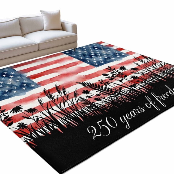 Anniversary USA Flag Washable Rug 5x7 Area Rug for Living Room Bedroom ...