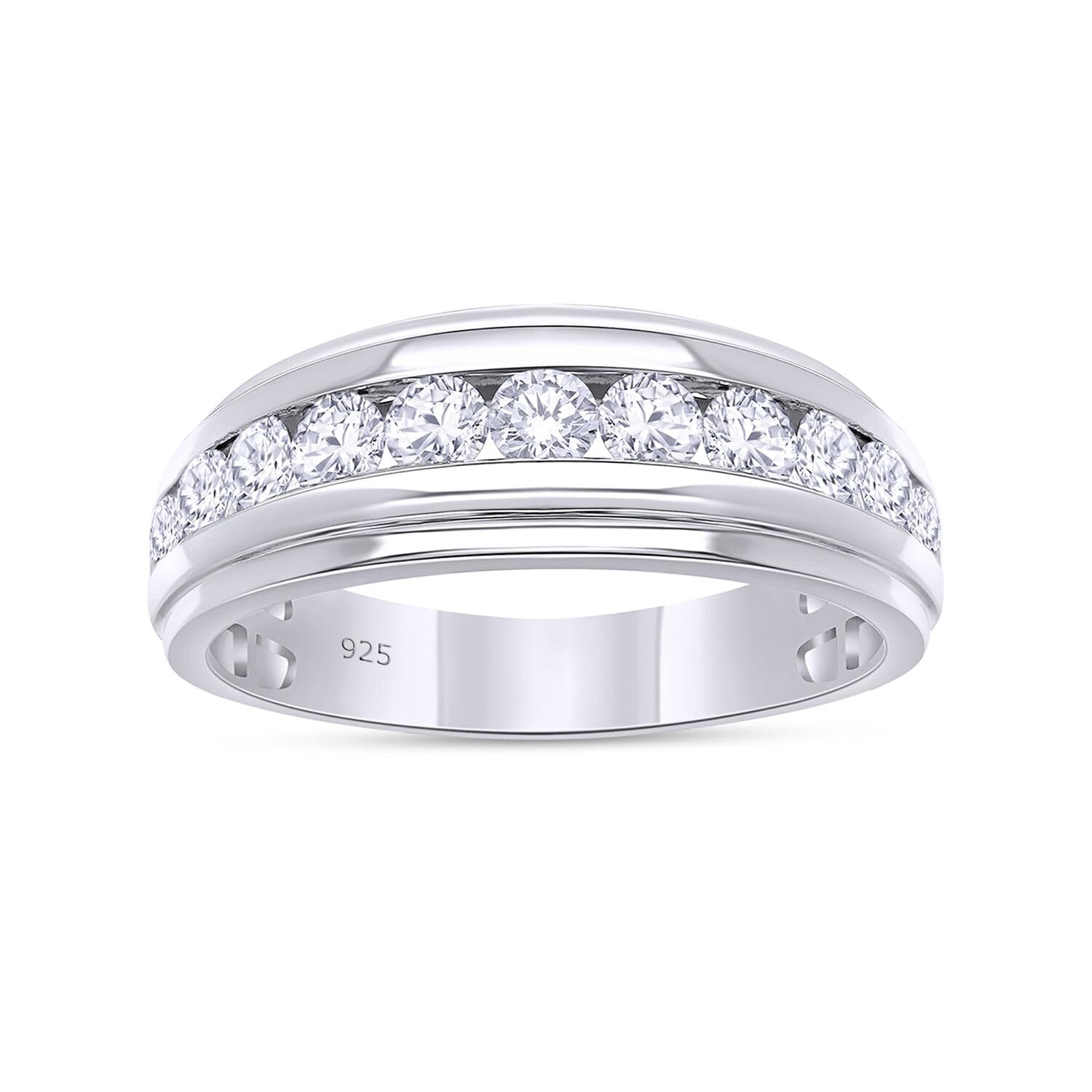 AFFY Anniversary Wedding Band For Men Round 1.00 Carat Natural Diamond ...