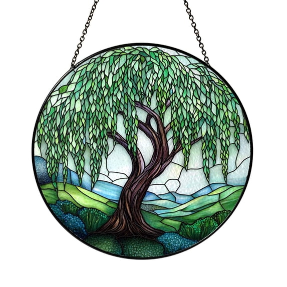 Anniversary Willow Tree Stained Glass Style Suncatcher, Romantic Window ...