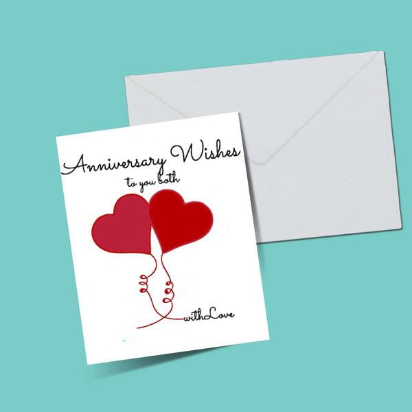 Anniversary Wishes Greeting Card with Love – Heart-Shaped Balloons ...