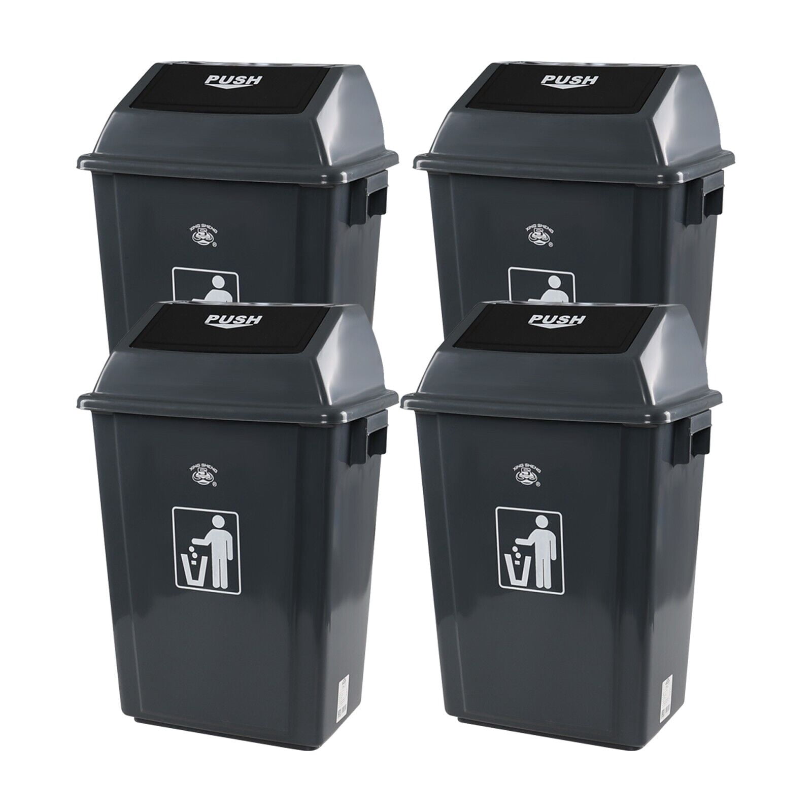 AnnkkyUS 13 Gallon Swing Lid Trash Can, 4-pack Plastic Wastebasket ...
