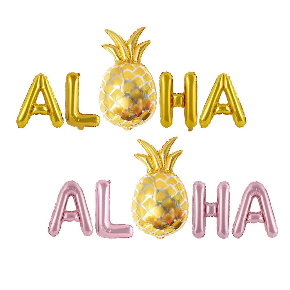 AnnoDeel ALOHA Pineapple Mylar ZS23 Balloons, 2 sets Rose Gold 16inch ...