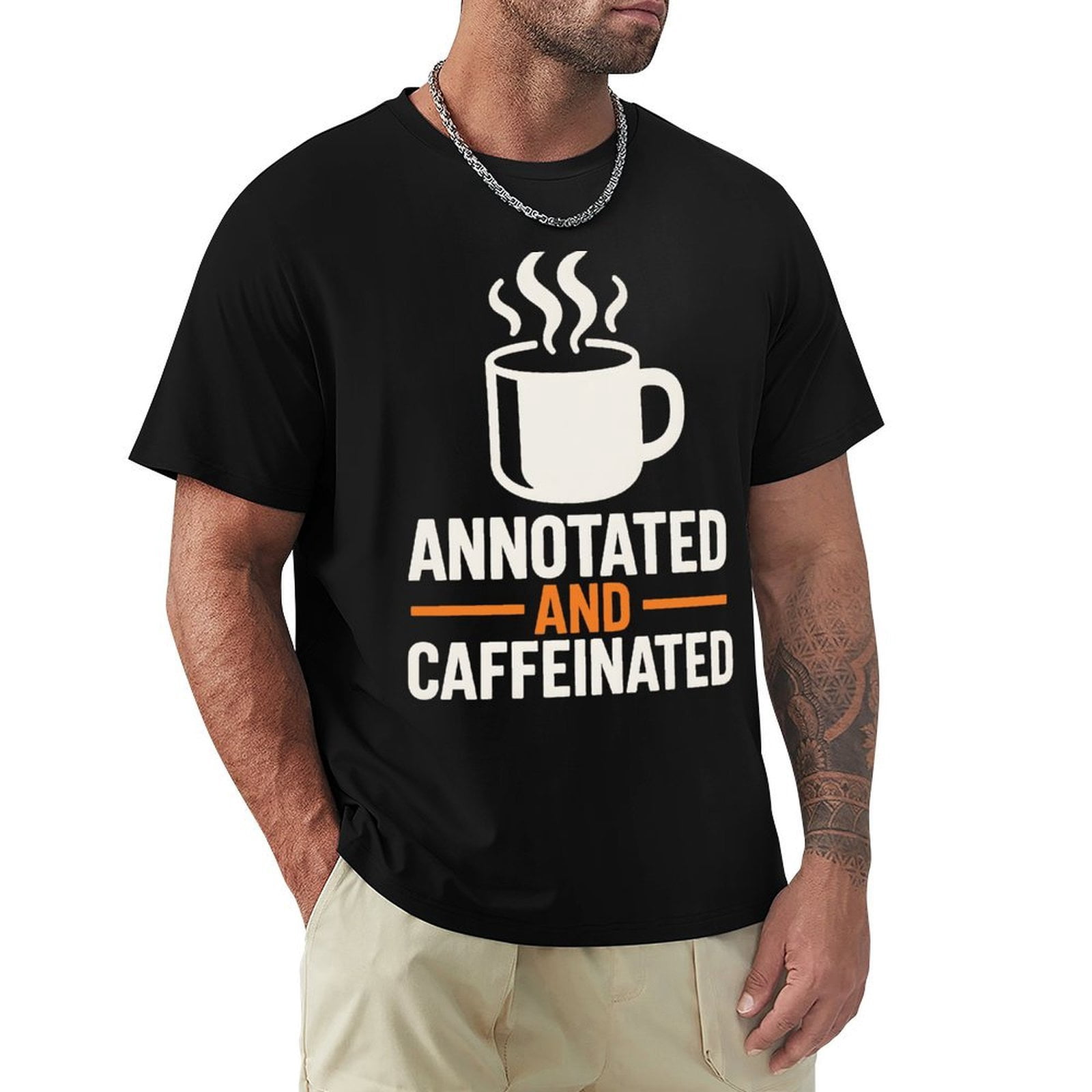 Annotated And Caffeinated Men's HD Print Classic Short Sleeve T-Shirts ...