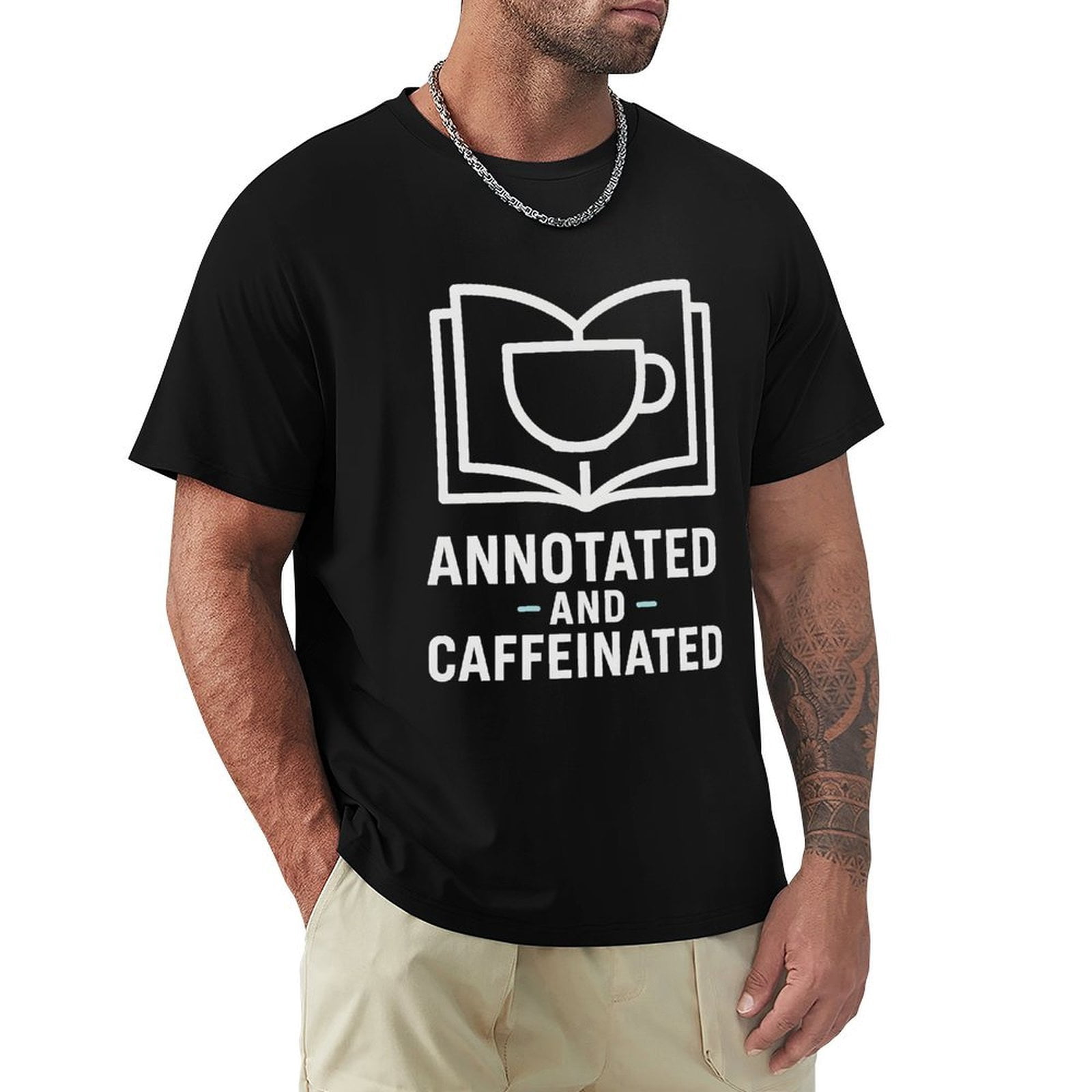 Annotated And Caffeinated Men's HD Print Classic Short Sleeve T-Shirts ...