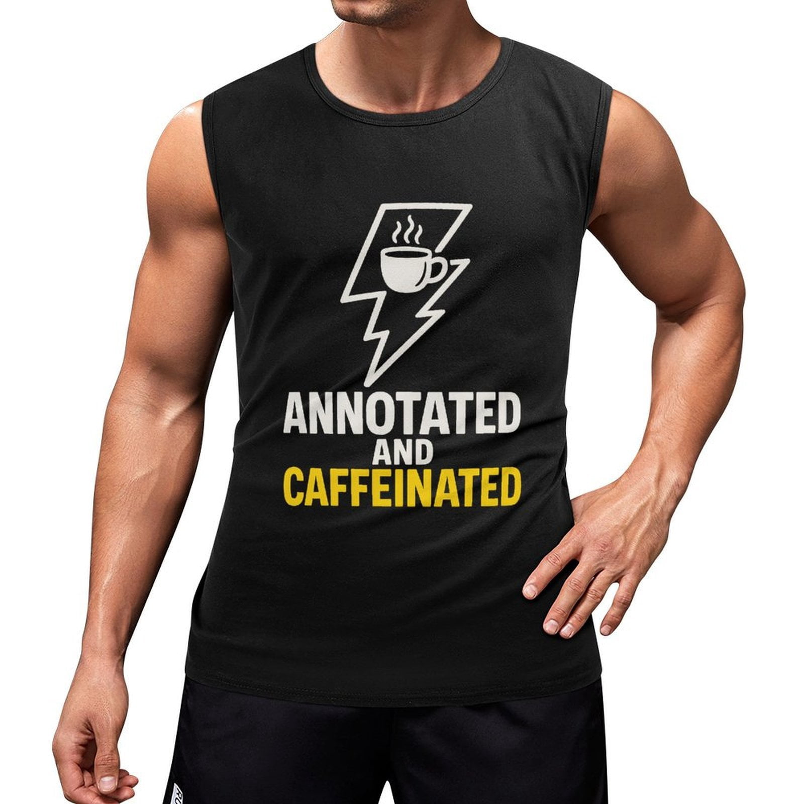 Annotated And Caffeinated Men's Tank Top Muscle Workout Gym Sleeveless ...
