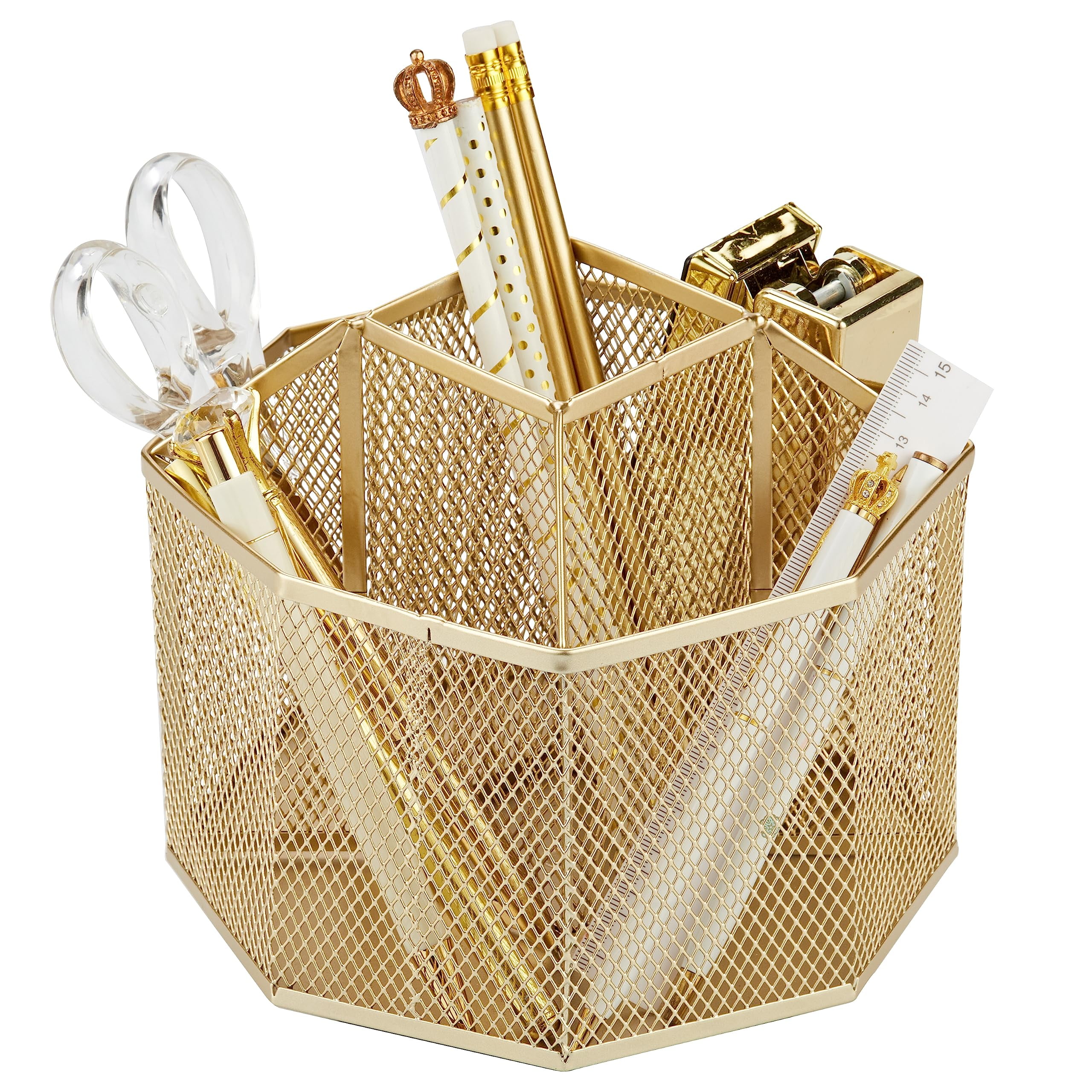 Annova Mesh Desk Organizer Rotate with 5 Compartments Spinning Tidy ...