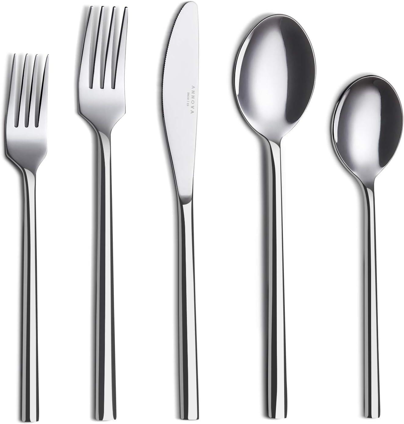ANNOVA 20 Piece Silverware Set, Service for 4, Premium Forged Stainless ...