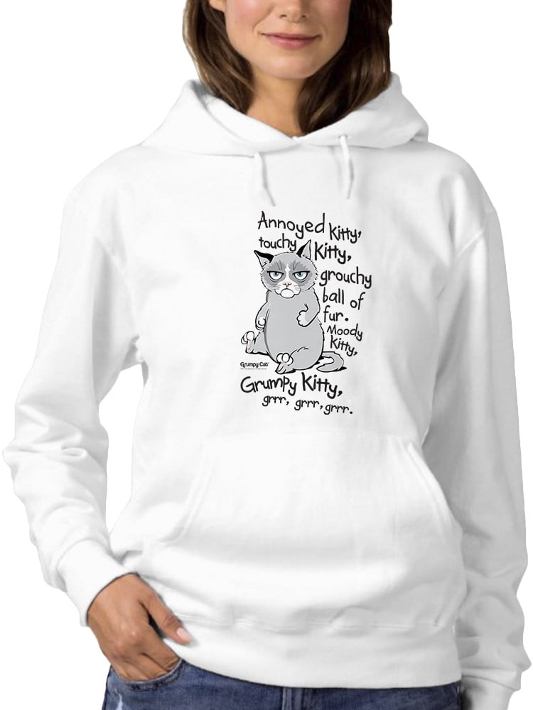 Annoyed Kitty Grumpy Cat Hoodie Women -T-Line Designs, Female Large ...