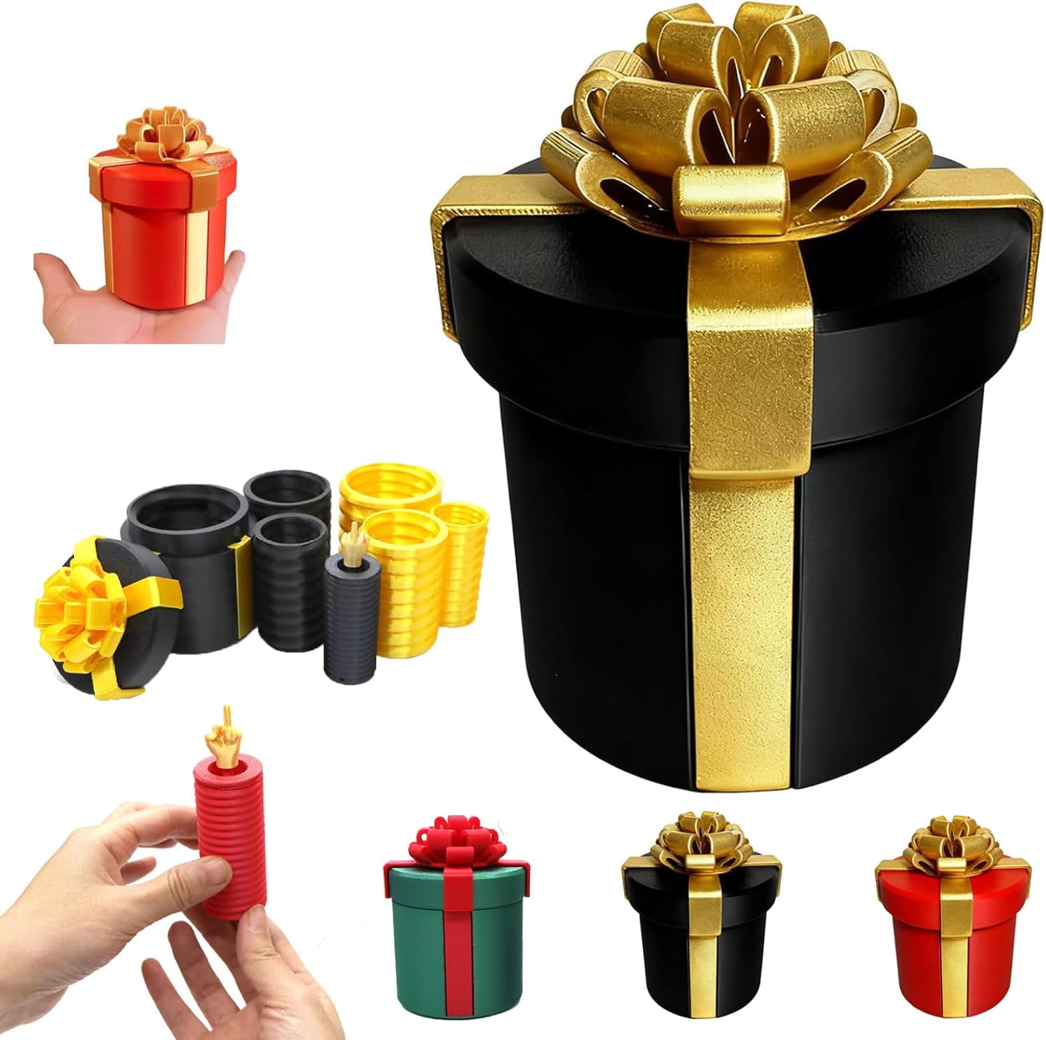 Annoying Nested Screw Gift Box with Surprise Finger Prank (Black, 4.7x3 ...