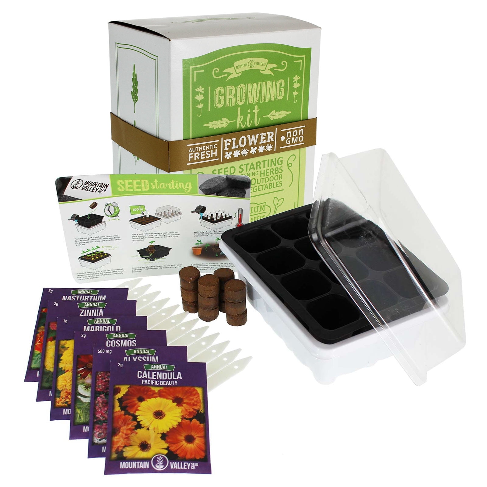 Annual Flower Garden Seed Starter - Basic Kit - 6 Varieties of Flowers ...