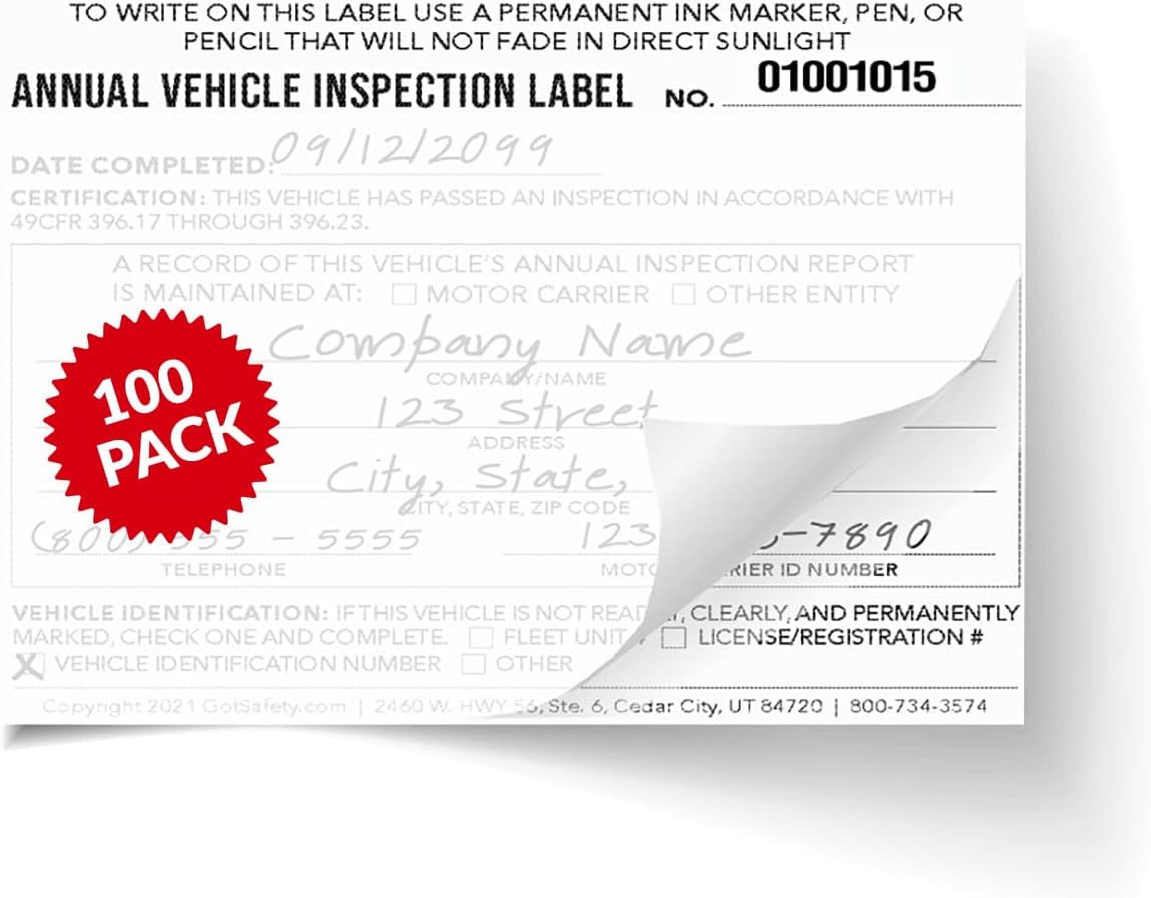 Annual Inspection Stickers for Vehicle by – Interior Vehicle Inspection ...
