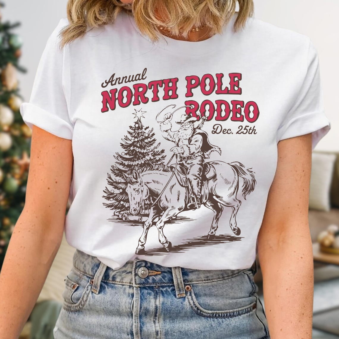 Annual North Pole Rodeo Shirt, Western Winter Holiday Shirt, Cowgirl ...