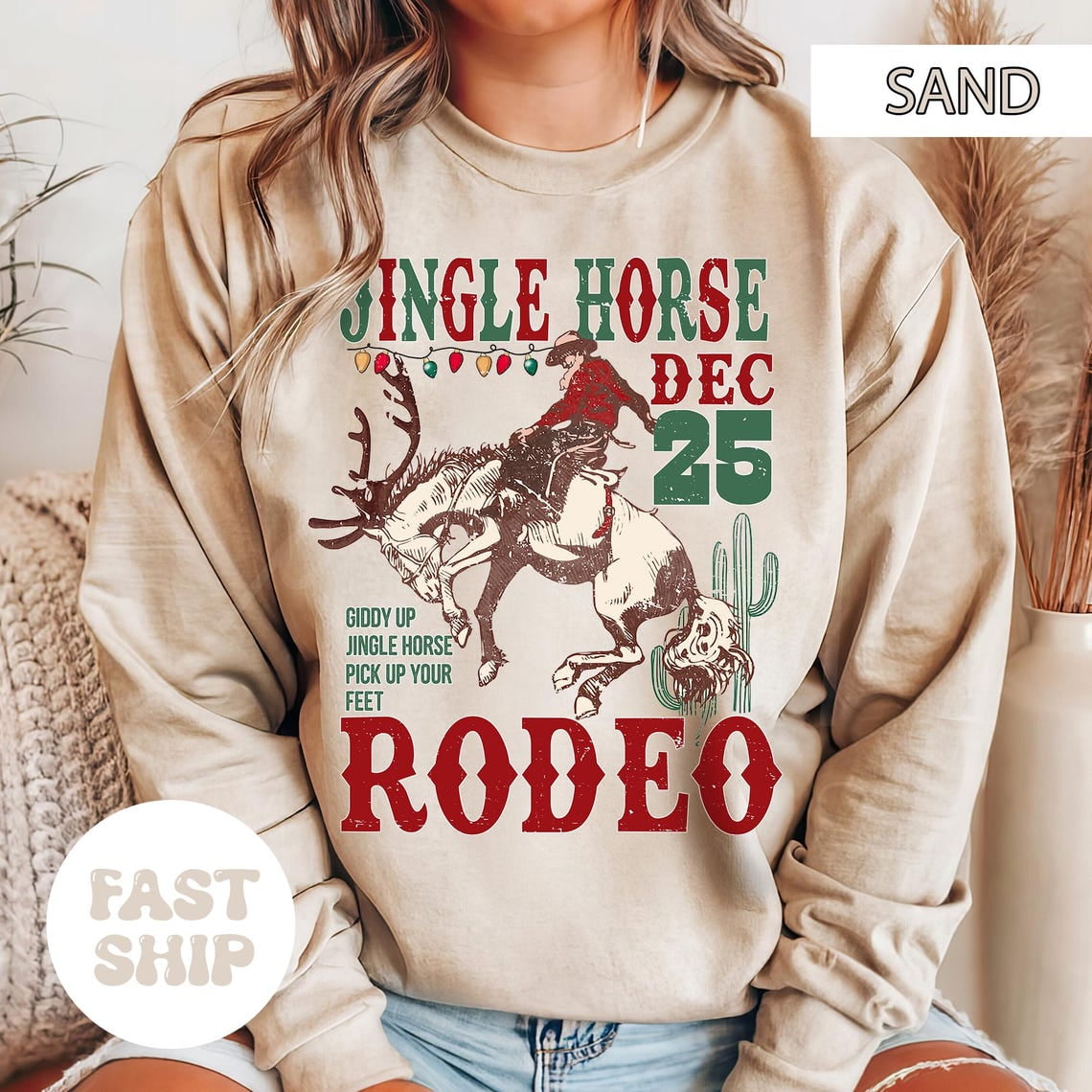 Annual North Pole Rodeo Sweatshirt, Cowboy Santa Hoodie, Horseback ...