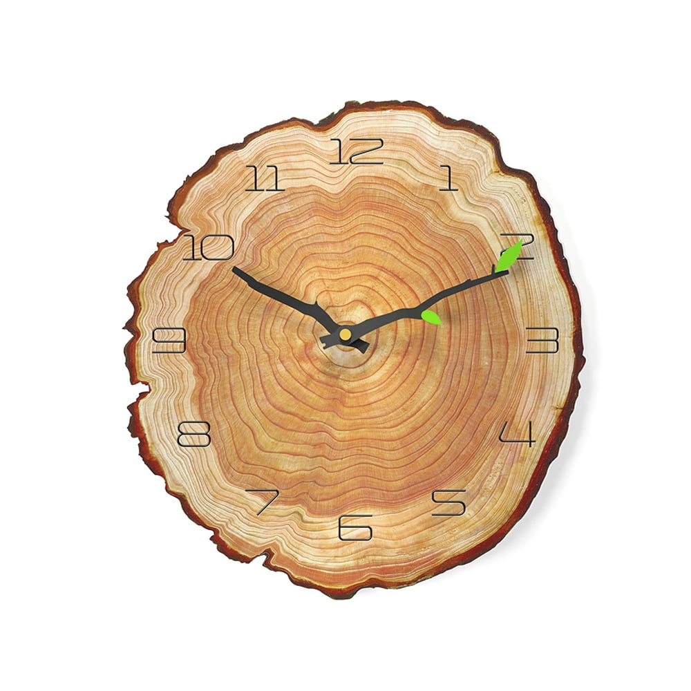 Annual Ring Wall Clock-Wooden Silent Living Room Indoor Clock -12 ...