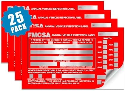 Annual Vehicle Inspection Label 25 Pack 1.6 mil Aluminum Label with ...