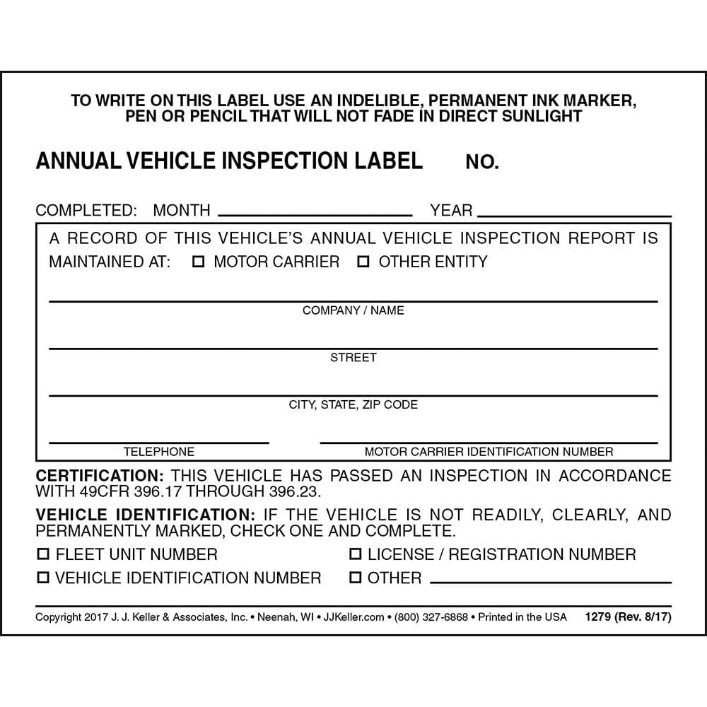 Annual Vehicle Inspection Labels - 50 pack, Tamper Proof, Automotive ...