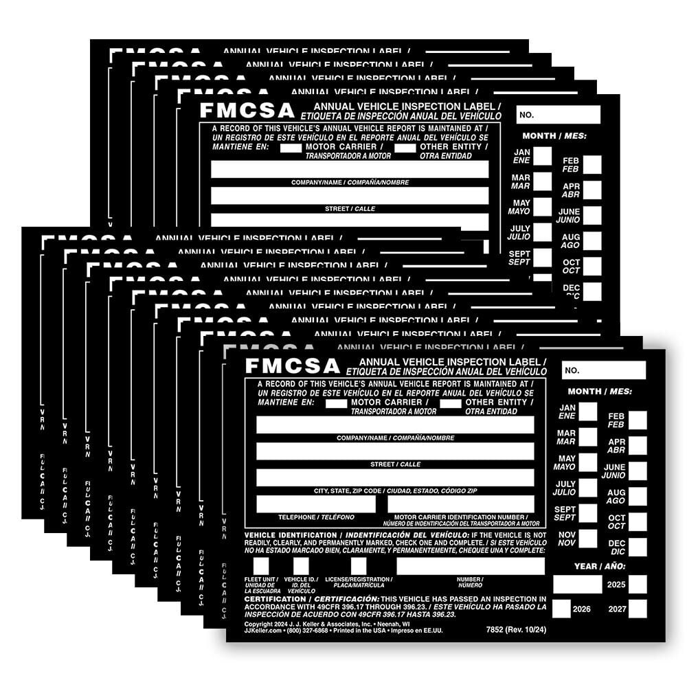 Annual Vehicle Inspection Label with Punch Boxes 15-pk. - Bilingual ...