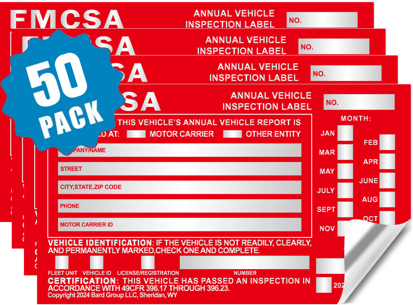 Annual Vehicle Inspection Label Sticker Aluminum FMCSA DOT 6" x 3.5 ...