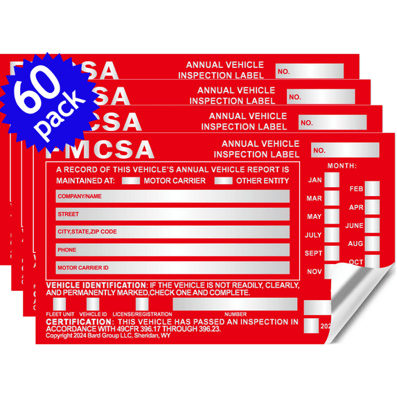 Annual Vehicle Inspection Label Sticker Aluminum FMCSA DOT 6" x 3.5 ...