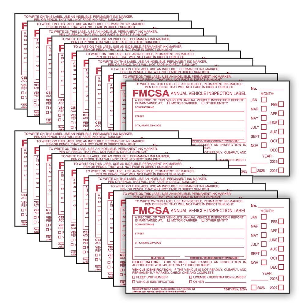 Annual Vehicle Inspection Label with Punch Boxes 20-pk. - Vinyl ...